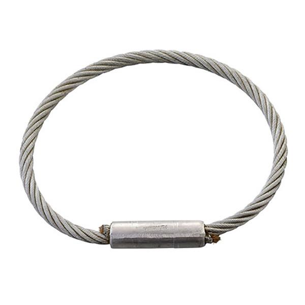 ●トレーラーやトラック床フックの根付け用のワイヤーです。●ワイヤーの取りまわしがスムーズになり作業性がUP！●サイズ：250mm　　　　　ワイヤー径/φ14mm　　　　　円周/0.8m●使用荷重：1.6ton●破断荷重：9.8ton●自重：...