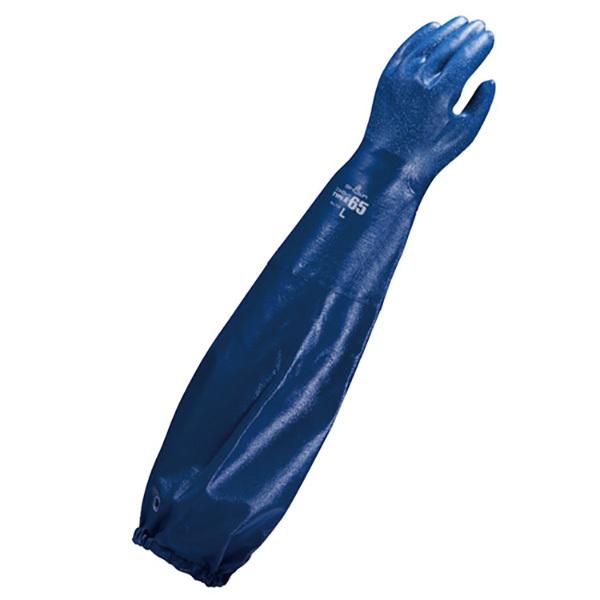 ●繋ぎ目なく破れにくいため丈夫で長持ち！●油や汚れを防ぐよう、肩口までカバーできます。●サイズ：M●全長：650mm●手のひらまわり：215mm●中指の長さ：75mm●材質：繊維部/ポリエステル、綿　　　　樹脂部/ニトリルゴム●入数：1双●...