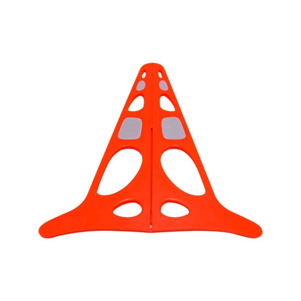 ●組立式で省スペース収納！●切り込みを組み合わせるだけ！●反射シート付き●通風形状で倒れにくい！！●サイズ：高さ/500mm　巾/380mm●材質：PP●色：オレンジ●自重：0.5kg