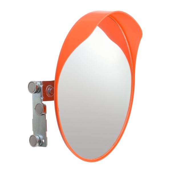 ●ネオジムマグネット付きの為、穴あけ加工が不要です。●角度調節が自由自在です。●室内外両用です。●サイズ：φ300×奥行128mm(ステー含む)●曲面R：600mm●自重：0.86kg