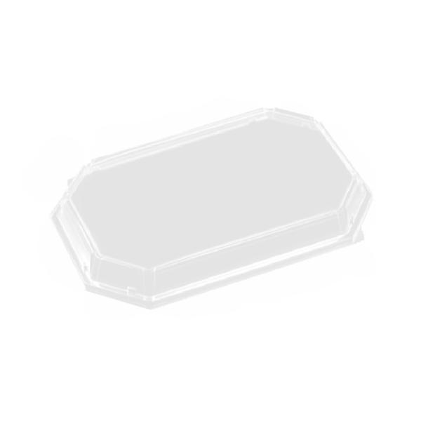 T-オードブル38-25嵌合蓋◇オードブル38-25 本体 黒 の蓋です。●レンジ不可●素材：エコA-PET●耐熱温度：６０℃●サイズ：３７０×２４１×３９（２９）mm●入数：１０枚