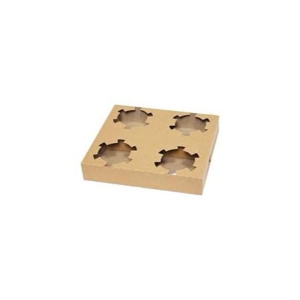 Dカップホルダー 4個用 茶◇イベントでのドリンクの持ち運びに便利です！●素材：Gフルート段ボール　　　　●サイズ：１９０×１７０×３５（ｈ）mm ●最大口径：７０mm●入数：５０枚