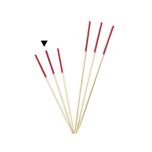 勘定串 赤（1色）　9cm◇持ち手にアクセントの色を施したシンプルで洒落た飾り串です。◇竹串はシンプルなスタンダードモデルの丸串から料理に合わせた様々な形状の串があります。◇創作に最適ななカタチで、機能性に優れた実用的な竹串です。◇竹100...