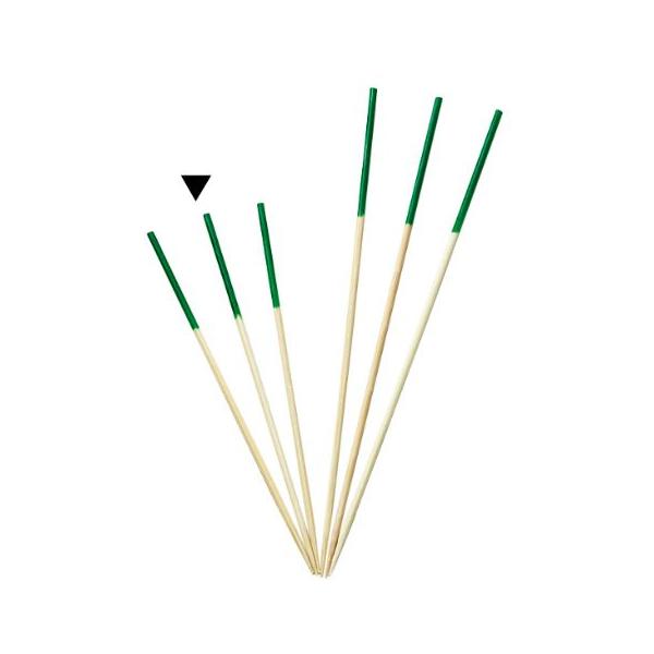 勘定串 緑（1色）　9cm◇持ち手にアクセントの色を施したシンプルで洒落た飾り串です。◇竹串はシンプルなスタンダードモデルの丸串から料理に合わせた様々な形状の串があります。◇創作に最適ななカタチで、機能性に優れた実用的な竹串です。◇竹100...