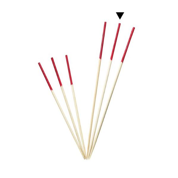 勘定串 赤（1色）　12cm◇持ち手にアクセントの色を施したシンプルで洒落た飾り串です。◇竹串はシンプルなスタンダードモデルの丸串から料理に合わせた様々な形状の串があります。◇創作に最適ななカタチで、機能性に優れた実用的な竹串です。◇竹10...