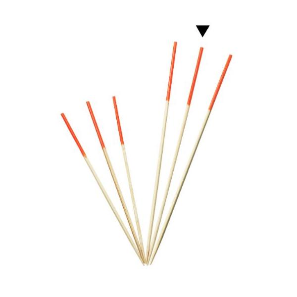 勘定串 オレンジ（1色）　12cm◇持ち手にアクセントの色を施したシンプルで洒落た飾り串です。◇竹串はシンプルなスタンダードモデルの丸串から料理に合わせた様々な形状の串があります。◇創作に最適ななカタチで、機能性に優れた実用的な竹串です。◇...