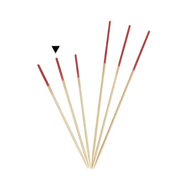 勘定串 赤/金（2色）　9cm◇持ち手にアクセントの色を施したシンプルで洒落た飾り串です。◇竹串はシンプルなスタンダードモデルの丸串から料理に合わせた様々な形状の串があります。◇創作に最適ななカタチで、機能性に優れた実用的な竹串です。◇竹1...