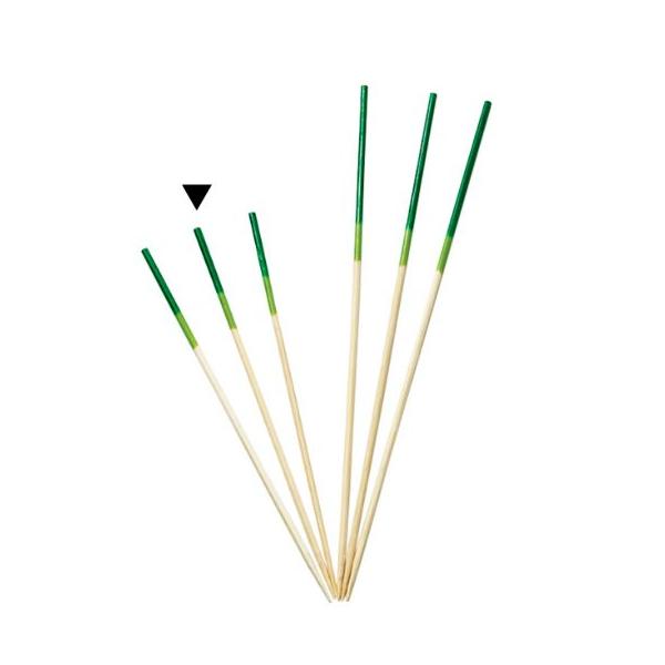 勘定串 緑/黄緑（2色）　9cm◇持ち手にアクセントの色を施したシンプルで洒落た飾り串です。◇竹串はシンプルなスタンダードモデルの丸串から料理に合わせた様々な形状の串があります。◇創作に最適ななカタチで、機能性に優れた実用的な竹串です。◇竹...