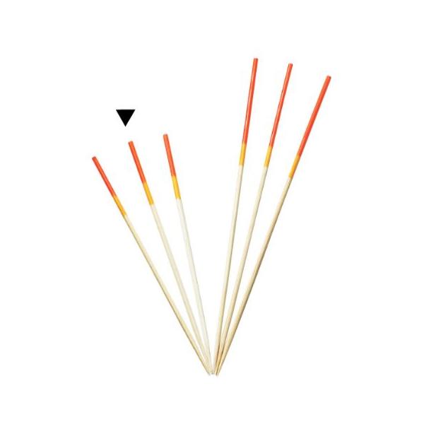 勘定串 オレンジ/黄（2色）　9cm◇持ち手にアクセントの色を施したシンプルで洒落た飾り串です。◇竹串はシンプルなスタンダードモデルの丸串から料理に合わせた様々な形状の串があります。◇創作に最適ななカタチで、機能性に優れた実用的な竹串です。...