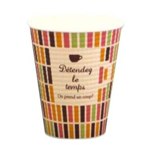断熱性　エンボス紙コップ◇エンボス加工を施した滑りにくく断熱性に優れた紙コップです。●サイズ：口径８５.０×高さ１０５.２×底径５２.５mm●満杯容量３４０ml●入数：50個　　　　