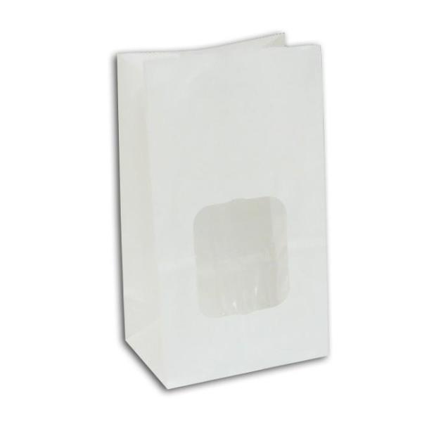 ルックバック No.2S ムジ◇口を閉じたまま中が見える紙袋なので、ディスプレイ効果が抜群です。◇耐油耐水紙を使用しているため油ものにもお使いいただけます。◇惣菜（コロッケ・唐揚げ・枝豆など）クロワッサン、揚げパン、ドーナツなどの油ものに幅...