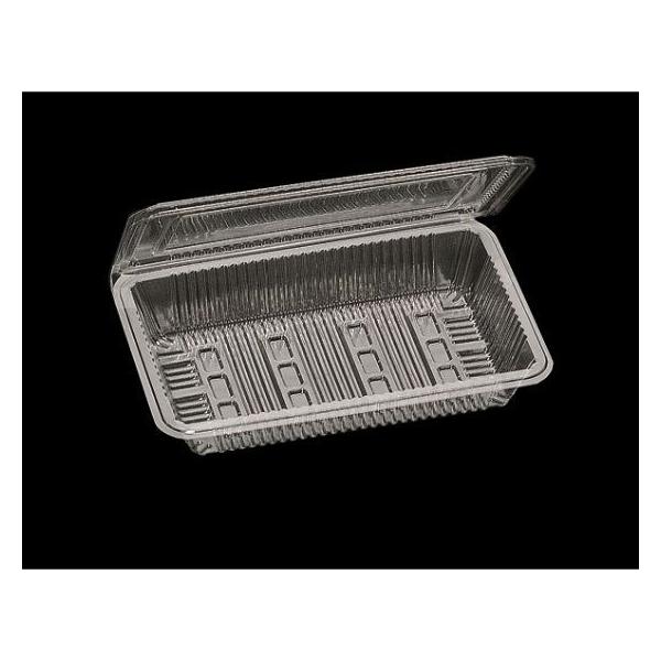 フードパック P-2（S）新◇さまざまなシーンに対応できるリーズナブルな汎用一体式容器です。●本体：レンジ不可●素材：OPS●耐熱温度：80℃　　　　　　●サイズ：193×125×30（3）mm●入数：100枚