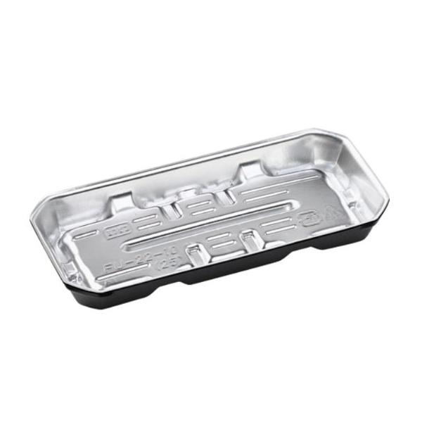 FU-22-10（25） デラックス黒◇食材がラップにあたりにくい深型タイプです。◇ラップ包装時の見映えが益々良くなりました。●本体：レンジ不可●材質：PSP●耐熱温度：80℃●サイズ：197×97×25mm●入数：50枚