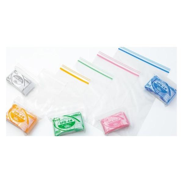 ユニパック GP カラーチャックタイプ 規格袋 GPC-4 青◇青・橙・白・緑・ピンク、5種類のカラフルなチャックによって、シチュエーションや内容物に応じた使い分けが可能になりました。◇天開き、溶断シール、フィルム厚 0.04mm◇セイニチ...