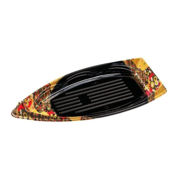 大漁舟-100 本体 京雅◇舟型の刺身盛り合わせ容器です。●本体：レンジ不可●素材：HIPS●耐熱温度：80℃　　　　　●サイズ：454×222×63mm ●入数：10枚