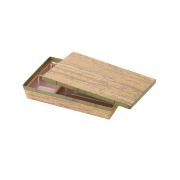 HANABI 小鉢膳656 竹皮柄◇テーパー形状で省スペース・組立不要です。◇内装は白地にPP加工を採用しています。◇外装は天然竹の趣きをそのまま紙で表現。◇65サイズの小鉢を好みで組み合わせられます。●材質：紙●外寸：268×179×H4...