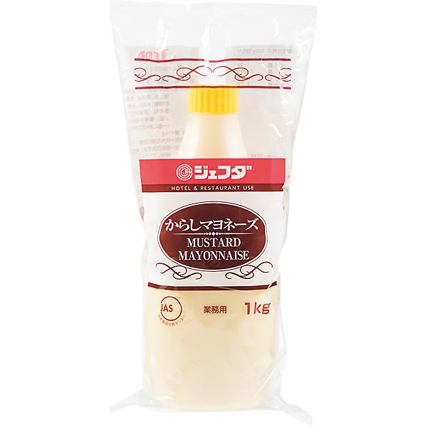 からし入りのマヨネーズです。全卵を使用し、和風酢のコクを活かしたまろやかなマヨネーズに、ピリッとしたからしの風味を効かせました。サンドイッチやサラダのアクセントに最適です。天然からしのみを使用し後ひく辛さが特長です。