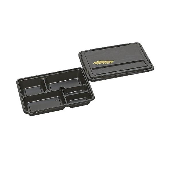 KP-130 源平 共フタ付◇コチラの商品は本体と蓋セットです。◇盛り付けしやすい横長基調の仕切・仕出し容器！●本体：レンジ不可●素材：HIPS●耐熱温度８０℃　　　　　　●サイズ：２６５×２０５×４０mm ●入数：５０枚セット