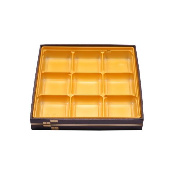 WU-170-9 本体 本陣金◇高級感を演出できる折箱風の容器です。◇電子レンジ対応の折箱容器！◇内装品を耐熱素材にする事により、電子レンジ加熱ができる製品です。●本体：レンジ対応●素材：WU●耐熱温度：130℃　　　●容量：ごはん 約60...