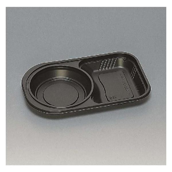 LA-250H 黒 新 本体◇中皿の使用で、多彩なメニューに対応！●本体：レンジ対応●素材：PPF●耐熱温度１３０℃　　　　　　●サイズ：２５０×１５２×２７mm ●入数：600枚（50枚×12）