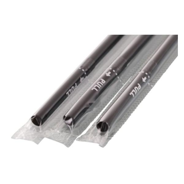 DAIYA STRAW フレックスストロー 黒◇ジュース用の曲がるストロー（袋入り）です。●サイズ：φ6mm×21cm●入数：10000本（500本×20箱）