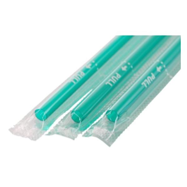 DAIYA STRAW ストレートストロー 緑◇ジュース用のストレートストロー（袋入り）です。 ●サイズ：φ6mm×21cm●入数：10000本（500本×20箱）