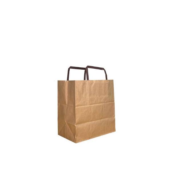 ラッピーバッグ No.10 未晒無地 BH◇平紐の手提げ紙袋です。◇和洋菓子用、折り箱用、お土産用に的しています！◇テイクアウト用をはじめ、様々なシーンでご使用頂けます。◇カラー紐（焦茶）を使用し、見た目にアクセントを付けました。●材質：未...