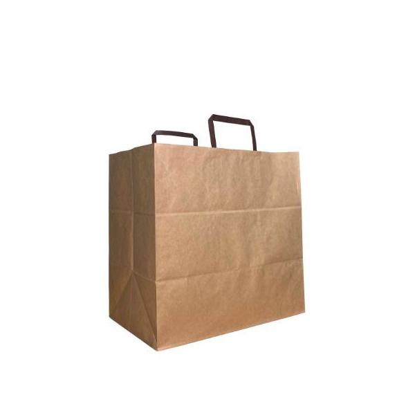 ラッピーバッグ No.32‐31.5 未晒無地 BH◇お弁当や惣菜などのお持ち帰り用として！◇テイクアウト用をはじめ、様々なシーンでご使用頂けます。◇カラー紐（焦茶）を使用し、見た目にアクセントを付けました。●材質：未晒（100ｇ/m2）●...