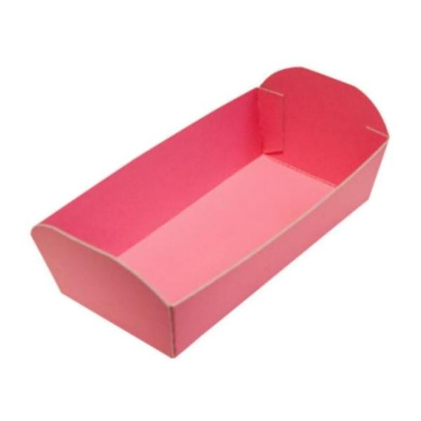 カラー段トレー OG-14（ピンク）◇フルーツ用のカラフルなトレーです。●形式：紙トレー●材質：G段●重量：27g●サイズ：225×120×50mm●底面：190×90mm●入数：50枚