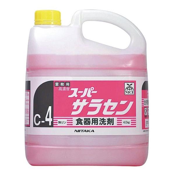 スーパーサラセン 4ｋｇ◇油汚れに強く、洗浄作業を楽に！◇とくにプラスティックに付着した油汚れに効果があります。 6倍に薄めて使っても、一斗缶タイプの原液と同程度の洗浄力があります。◇高濃度タイプ。洗浄力がありますので、6〜10倍にうすめて...