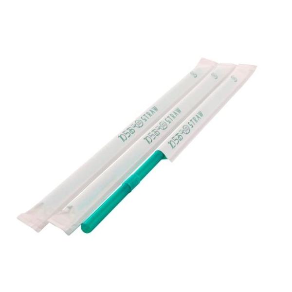 DAIYA STRAW フレックスストロー 緑◇ジュース用の曲がるストロー（紙袋入り）です。●サイズ：φ6mm×21cm●入数：500本