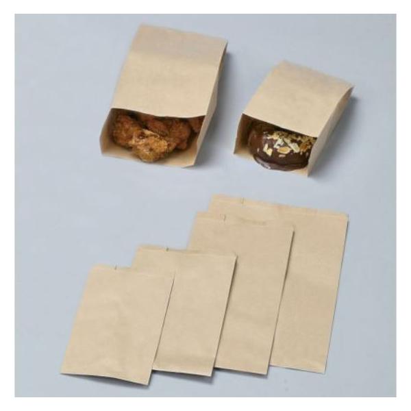 ニュー耐油袋 未晒 G-中◇耐油紙を使用しているため、油もの等に対応できます。◇菓子パン（揚げパン、ドーナツ）、惣菜（唐揚げ、コロッケ、天ぷら）、フライドポテト、フライドチキンなど幅広くご使用いただけます。※食材の油、タレ等の液体量が多い場...