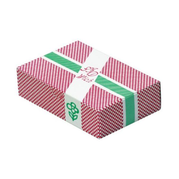 サンド銀ケース（花印丸点） 中側 銀◇カツサンドやハムサンド、ミックスサンドなど、サンドイッチ用の紙箱です。◇中面が銀色で高級感を演出できます。◇昔ながらのデザインで、ピクニックに合うような紙箱です。◇耐水、耐油、積み重ねOKです。●内容量...