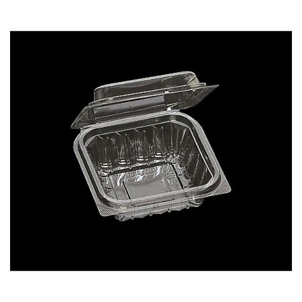 FKパック PT-200 有穴（4穴） ◇ミニトマト用のフードパックです。●材質：A-PET（透明性、耐油性を持ち合わせ、サラダ、お惣菜容器として用途がひろがります。）●耐熱温度：60℃●サイズ：125×125×42（15）●入数：50枚