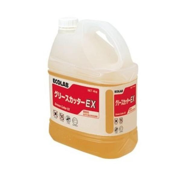 エコラボ グリースカッターEX ◇各種厨房機器のステンレス表面のクリーニング。◇各種レンジ、スチコン、オーブン、グリル、フライヤー、ダクト、及び換気扇などの油汚れ・焦げ付きの除去。◇標準使用濃度：原液【ECOLAB】●形状：4ｋｇボトル●液...