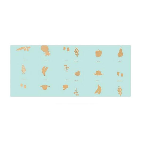 風呂敷  PEフルーツ柄 金ブルー（中）◇フルーツ柄のギフト用の風呂敷です。●材質：ポリエチレン（PE）●重量：28.6g●サイズ：850×850mm●入数：100枚お中元　果物箱　フルーツ箱　フルーツ詰め合わせ　贈答品　化粧箱　お祝い　プ...