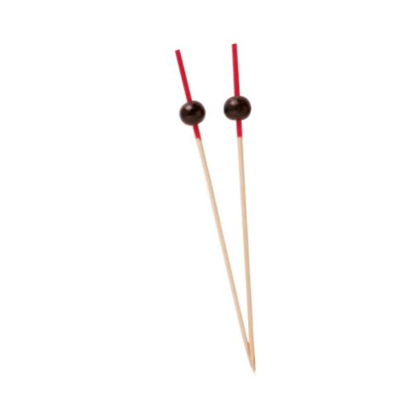 玉かんざし串 黒　9cm◇色とりどりの丸い珠を、かんざしに見立てました。◇ピンチョスやバイキング・スイーツ等幅広いジャンルで使用できます。◇竹串はシンプルなスタンダードモデルの丸串から料理に合わせた様々な形状の串があります。◇創作に最適なな...