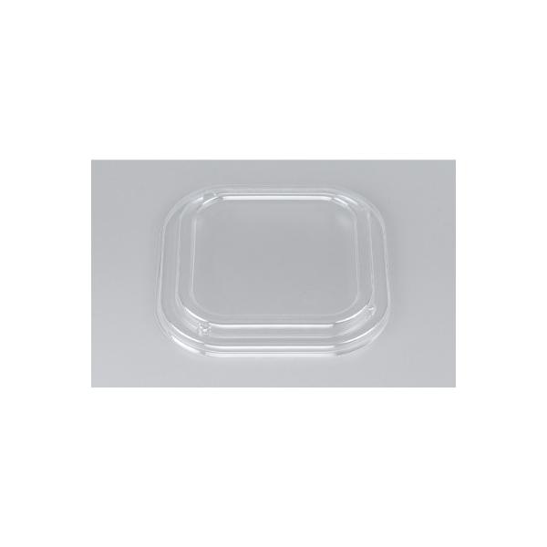 BF-77嵌合蓋◇定番の四角のどんぶり容器です。◇テイクアウトにもイベントにも最適です。●レンジ不可●素材：OPS●耐熱温度：８５℃　　　　　●サイズ：１４２×１４２×７mm ●入数：５０枚