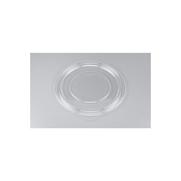 BF-386 平嵌合蓋◇煮込みや惣菜の容器です。◇スープメニューに最適な鍋型の容器です。◇汁物がこぼれにくい内嵌合タイプの容器です。●蓋：レンジ不可●素材：OPS●耐熱温度：８５℃　　　　　●サイズ：φ１７９×０mm ●入数：50枚