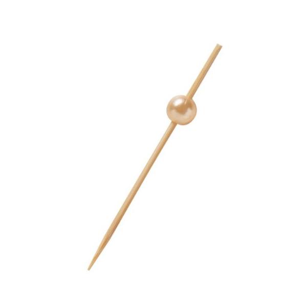 パールピックス ゴールド　5cm◇真珠層のように奥深い上質な輝きを持つ飾り串です。◇ゴールド、ピンクと希少とされるゴールドにもこだわりました。◇趣の異なる3色で上質な引き立てがお楽しみいただけます。◇竹串はシンプルなスタンダードモデルの丸串...