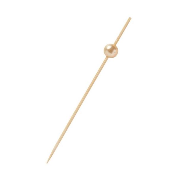 パールピックス ゴールド　7cm◇真珠層のように奥深い上質な輝きを持つ飾り串です。◇ゴールド、ピンクと希少とされるゴールドにもこだわりました。◇趣の異なる3色で上質な引き立てがお楽しみいただけます。◇竹串はシンプルなスタンダードモデルの丸串...