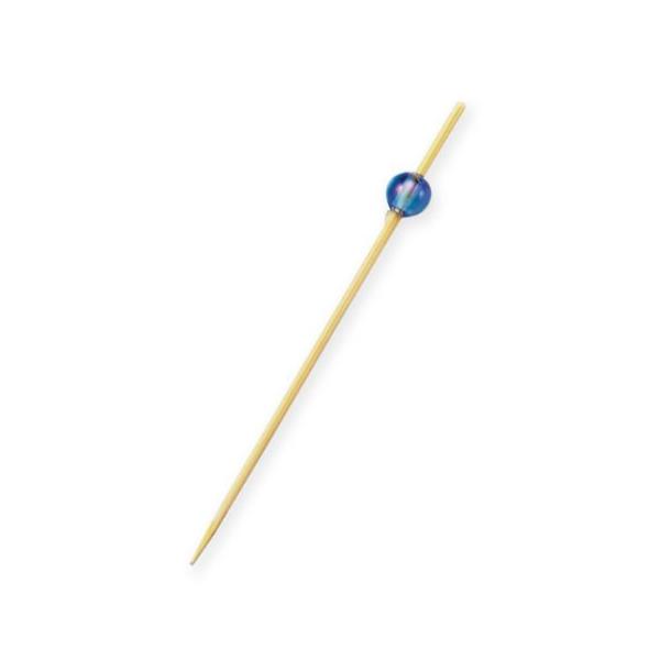 ビーズピックス 青　7cm◇カラフルなビーズ珠をあしらった串です。◇パーティやレセプションなどオードブルに高貴な彩りを添えます。◇竹串はシンプルなスタンダードモデルの丸串から料理に合わせた様々な形状の串があります。◇創作に最適ななカタチで、...