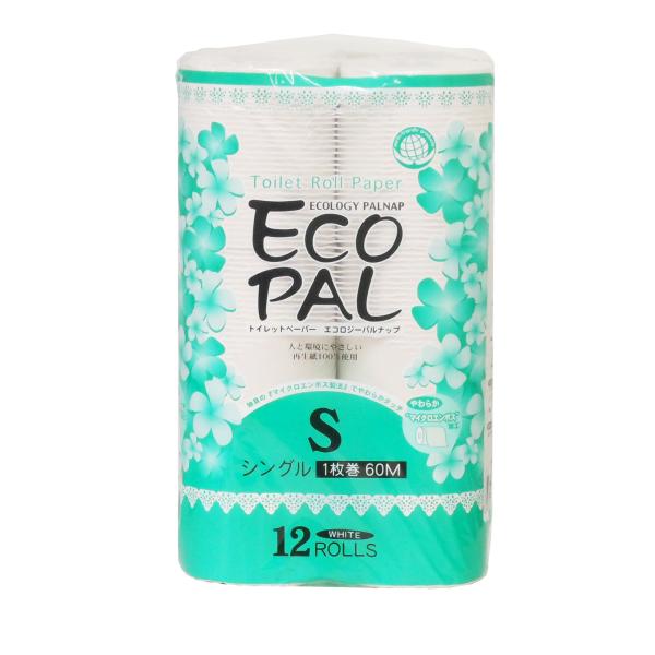 再生紙トイレットペーパー。12ロールタイプ。芯とミシン目があります。60m巻きシングル。■商品情報商品サイズ：60M数量：1袋（1袋＝1入）商品タグ：業務用　メーカー品番：