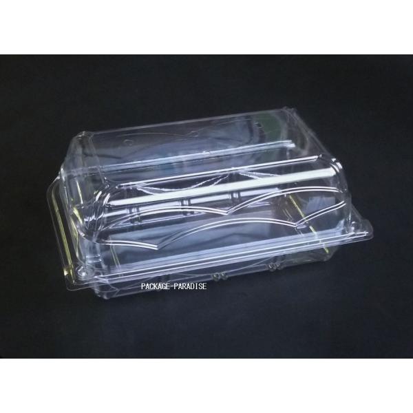 フルーツパック　商品名：ベリーパックM　ボタン嵌合サイズ：外寸/205×125×85mm（本体35mm＋フタ50mm）　内寸/185×110×85mm（本体35mm＋フタ50mm）1枚重量：24.2g材質：A-PET入数：100個用途：桃L...
