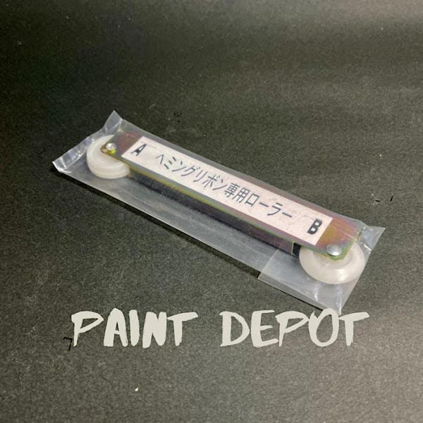 ●ヘミングリボンシーラー各種貼り付け後の　圧着、エア抜き用の専用ローラー●右：段付き、左：鋭角