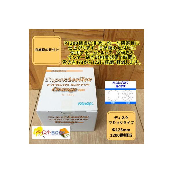 サイズ：径125mm○P1200とP1500の中間相当の仕上り○マジック式　空研ぎタイプ（水研ぎも可）主な用途自動車補修旧塗膜足付け研磨作業（カラーベースぼかし部足付け研磨、クリヤーブロック塗装部足付け研磨）各種樹脂研磨、金属素地・塗装研磨...