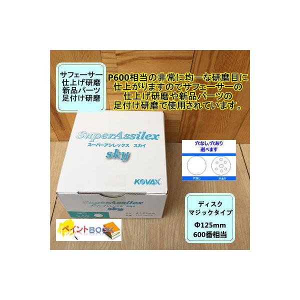 サイズ：径125mm○P600相当の仕上り○マジック式　空研ぎタイプ（水研ぎも可）主な用途自動車補修各種工程研磨作業（プラサフ仕上げ研磨、新品パーツ足付け仕上げ研磨等）各種樹脂研磨、金属素地・塗装研磨、木工塗装研磨