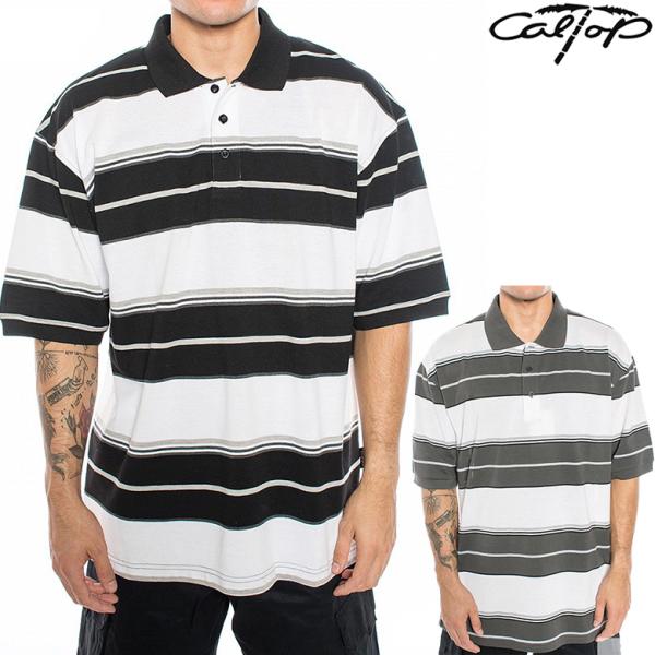 CALTOP S/S STRIPE POLO SHIRTキャルトップ ポロシャツ カルトップ ボーダーポロ[サイズ：肩幅 / 着丈 / 身幅 / 袖丈の順]【S】53cm / 76cm / 56cm / 28cm【M】54cm / 78cm...