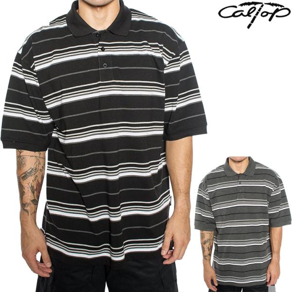 CALTOP S/S STRIPE POLO SHIRTキャルトップ ポロシャツ カルトップ ボーダーポロ[サイズ：肩幅 / 着丈 / 身幅 / 袖丈の順]【S】53cm / 76cm / 56cm / 28cm【M】54cm / 78cm...
