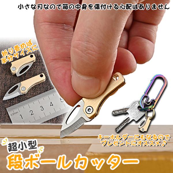 【商品説明】超小型の段ボールカッター!!刃渡り約1.7cm、小さな刃で荷物が傷付く心配もありません。キーホルダーにもなるのでプレゼントにもオススメ♪折り畳めば更に小さく、コンパクトにマグネット内蔵で開閉時もしっかり固定手紙や封筒の開封にも◎...